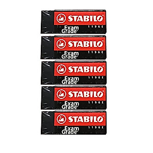 Stabilo 1196E Large Exam Grade Dust Free Pencil Eraser Extra Soft for Effective and Clean Erasing 2.45" X 0.9" X 0.5" (Pack of 5)