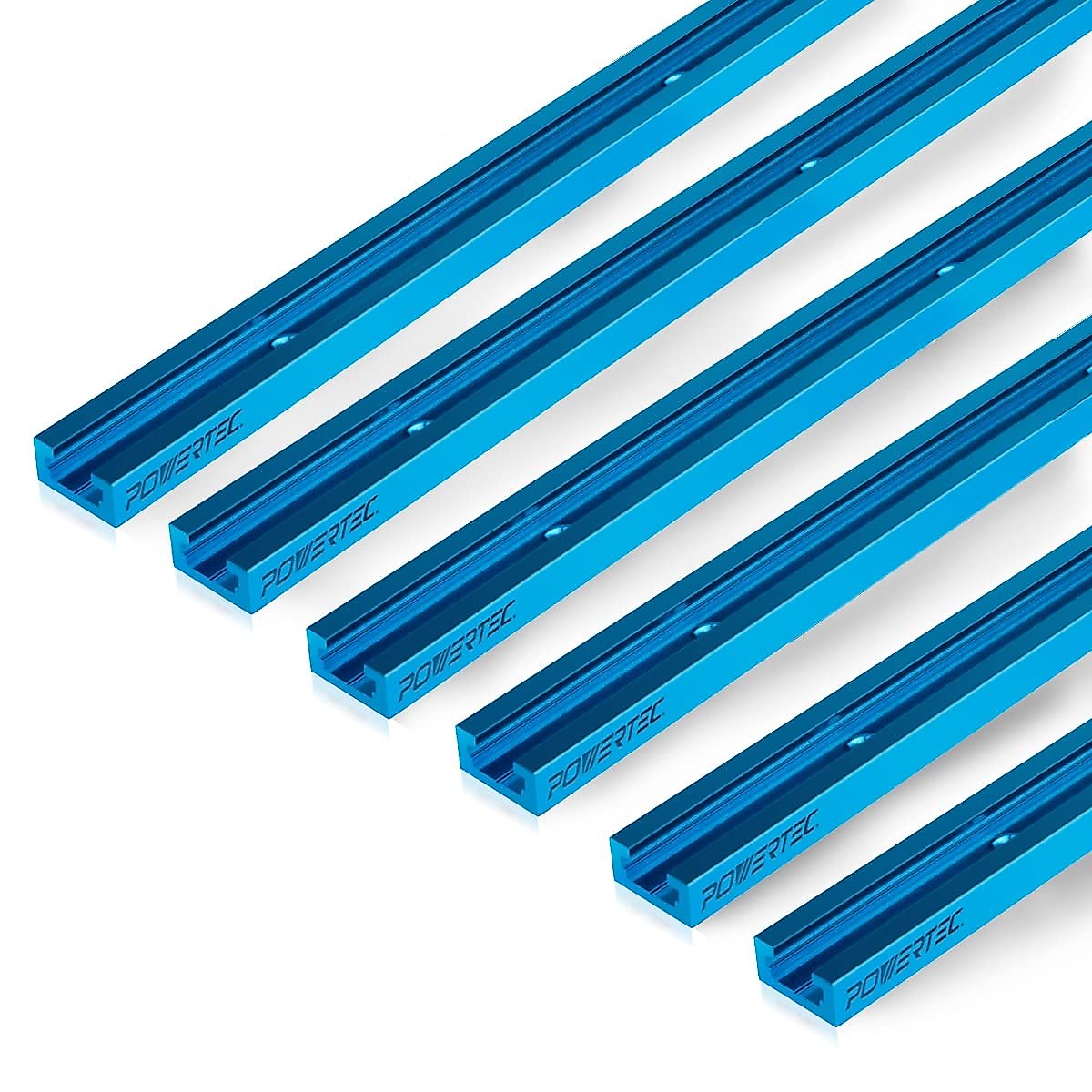 POWERTEC 71118-P3, 24 Inch Double-Cut Profile Universal T-Track with Predrilled Mounting Holes, for Woodworking Jigs and Fixtures, Drill Press Table, Router Table, Workbench, 6 Count, Pack of 1