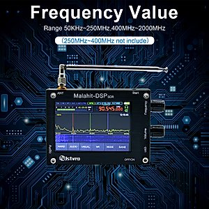 1.10d 3.5" 50KHz-2GHz DSP SDR Receiver Malahit DSP SDR Receiver, Upgrade Version Malahit SDR Shortwave Radio Receiver Malachite DSP SDR Receiver, 3600mAh Battery, Aluminum Alloy with Cooling Hole