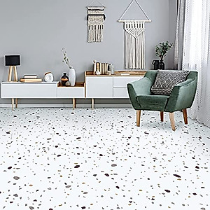 Peel & Stick Floor Tiles Stickers Flooring 12x12 inches 10 Pack (12x12 Inches, White, 10)