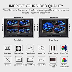 SEETEC ATEM156-CO 15.6 Inch Live Streaming Carry-on Broadcast Director Monitor with 4 HDMI Input Output Quad Split Display for ATEM Mini Video Switcher Mixer Pro Studio Television Production