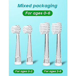 SEAGO Baby and Kids Electric Toothbrush Replacement Heads SG-849 for 513，2139 ，977 - Pack of 4 (025+037