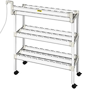 VEVOR Hydroponics Growing System, 90 Sites 10 Food-Grade PVC-U Pipes, 3 Layers Indoor Planting Kit with Water Pump, Timer, Nest Basket, Sponge, for Fruits, Vegetables, Herbs, White