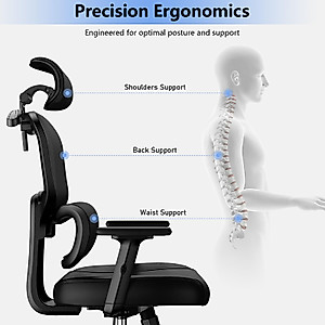 Office Chair, Ergonomic Desk Chair, High Back Desk Chair, Big and Tall Reclining Comfy Home Office Chair with Lumbar Support Breathable Mesh Computer Chair Adjustable Armrests