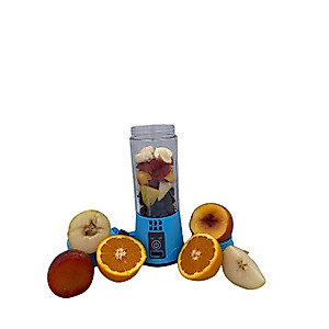 MODAIO Portable Mini Juicer Blender for Milk Shakes, Fruit Juice and Smoothies, Six 3D Blades Ice Crushing Rechargeable with USB, 13oz (Blue)