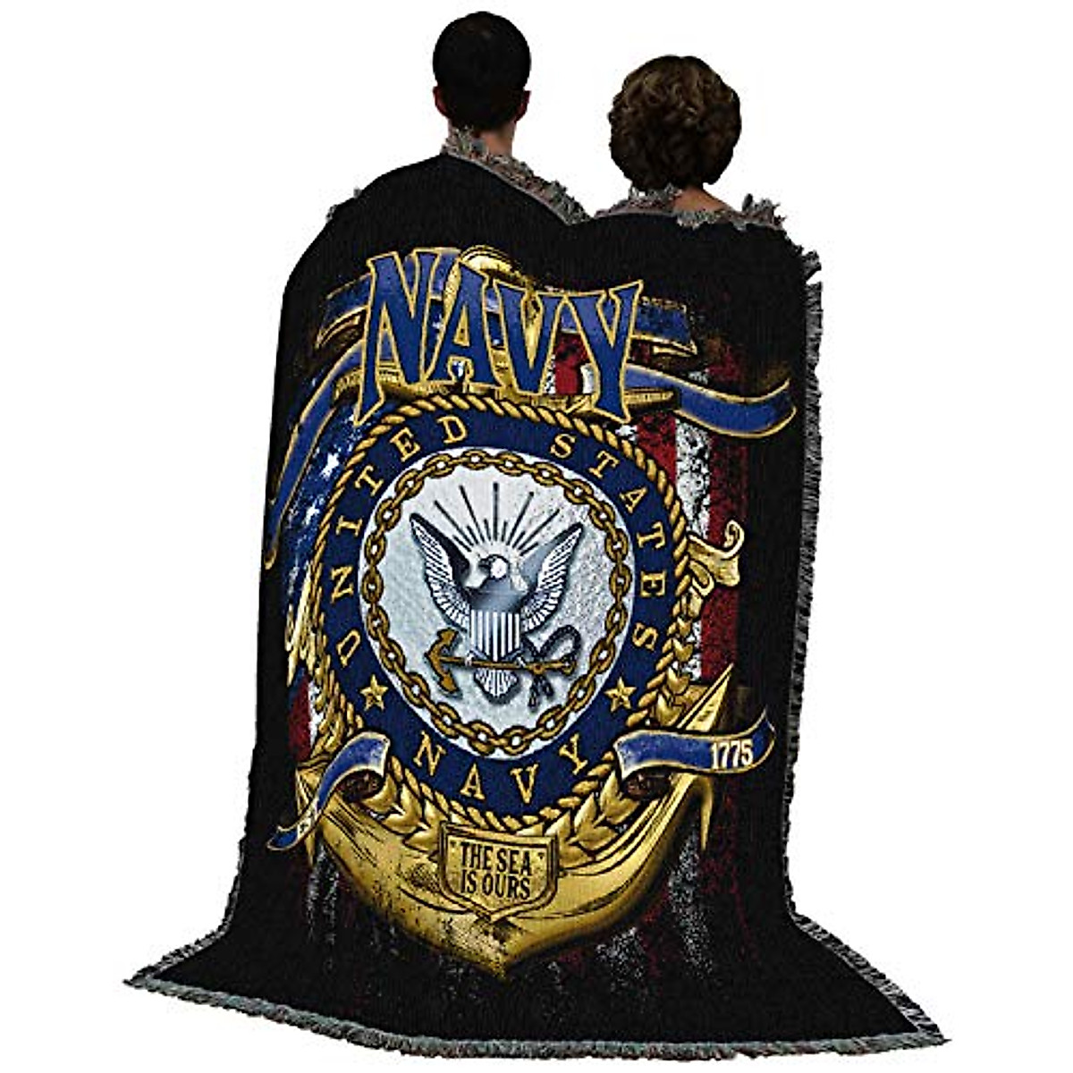 Pure Country Weavers PCW - US Navy Strong Blanket - Gift Military Tapestry Throw Woven from Cotton - Made in The USA (72x54)