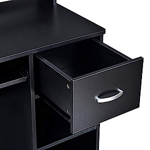 ROCKPOINT Axess Black Computer Keyboard Tray and Drawer Small Home Office Bedroom, Homework and School Studying Writing Desk for Student with Storage