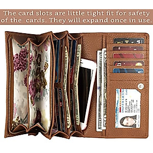 Mou Meraki Women RFID Blocking Real Leather Bifold Wallets For Women-Shield Against Identity Theft (Pebble Cognac)
