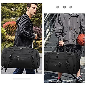 Gym Duffle Bag for Women Men 40L Waterproof Sports Bags Travel Duffel with Shoe Compartment,Wet Pocket Large Weekender Overnight Toiletry Bag,Black