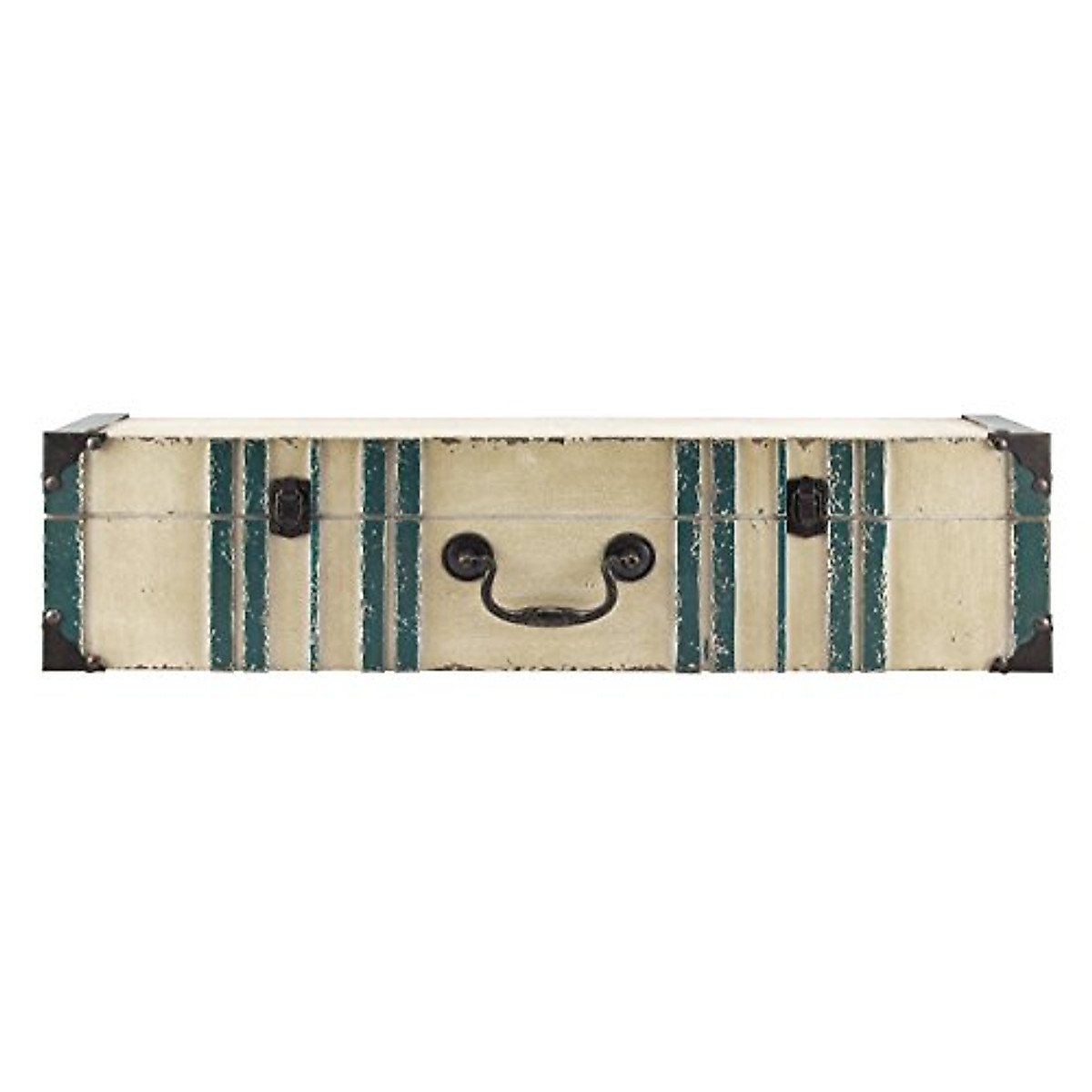 MCS Vintage Suitcase with Aqua Accent, 24 in, Distressed Cream