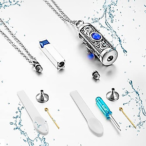 SOITIS 5 Pieces Urn Necklace for Ashes Bar Zircon Crystal Cremation Necklace for Ashes Heart Keepsake Cremation Jewelry Hourglass Ash Necklace for Human Ashes - Dark Blue