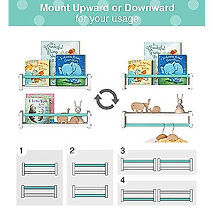 J JACKCUBE DESIGN Wall Mount Kids Nursery Decor Bookshelf Floating Wall Shelf Photo Display Toy Storage Organizer White Set of 2 - MK695A