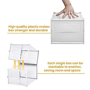 Crestlive Products Shoe Organizer, Shoe Storage Boxes Clear Plastic Stackable, Foldable Sneaker Shoe Containers for Closet, Storage Bins, Organizador De Zapatos, Shoe Cubby(9pcs X-Large & 9pcs Medium)