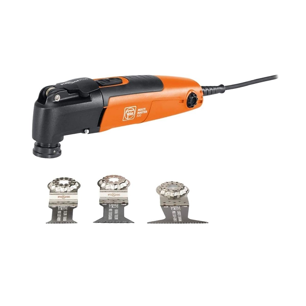 Fein MultiMaster MM 300 Plus Start Oscillating MultiTool Set with QuickIn System - StarLockPlus Mount, 250 W, 11,000-20,000 OPM - 72297261090