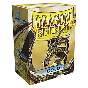 Dragon Shield Standard Size Card Sleeves – Classic Gold 100 CT - MTG Card Sleeves are Smooth & Tough - Compatible with Pokemon, Yugioh, & Magic The Gathering Card Sleeves
