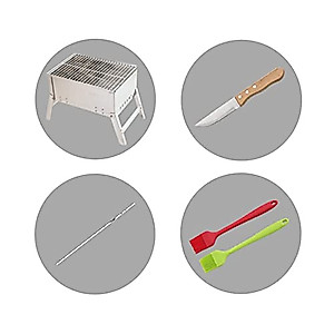 Gdrasuya10 Portable Charcoal Grills Set, Foldable Barbecue BBQ Grill Charcoal Stove Camping Cooker for Garden Outdoor BBQ