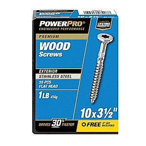 Power Pro Premium 305 Stainless Steel Wood Screws (#10 x 3-1/2") - 1lb Box