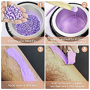 600ML Single Wax Warmer Machine Wax Pot for Hair Removal, Professional Electric Wax Heater with Adjustable Temperature Set for Women Men with 20PCS Wooden Wax Sticks