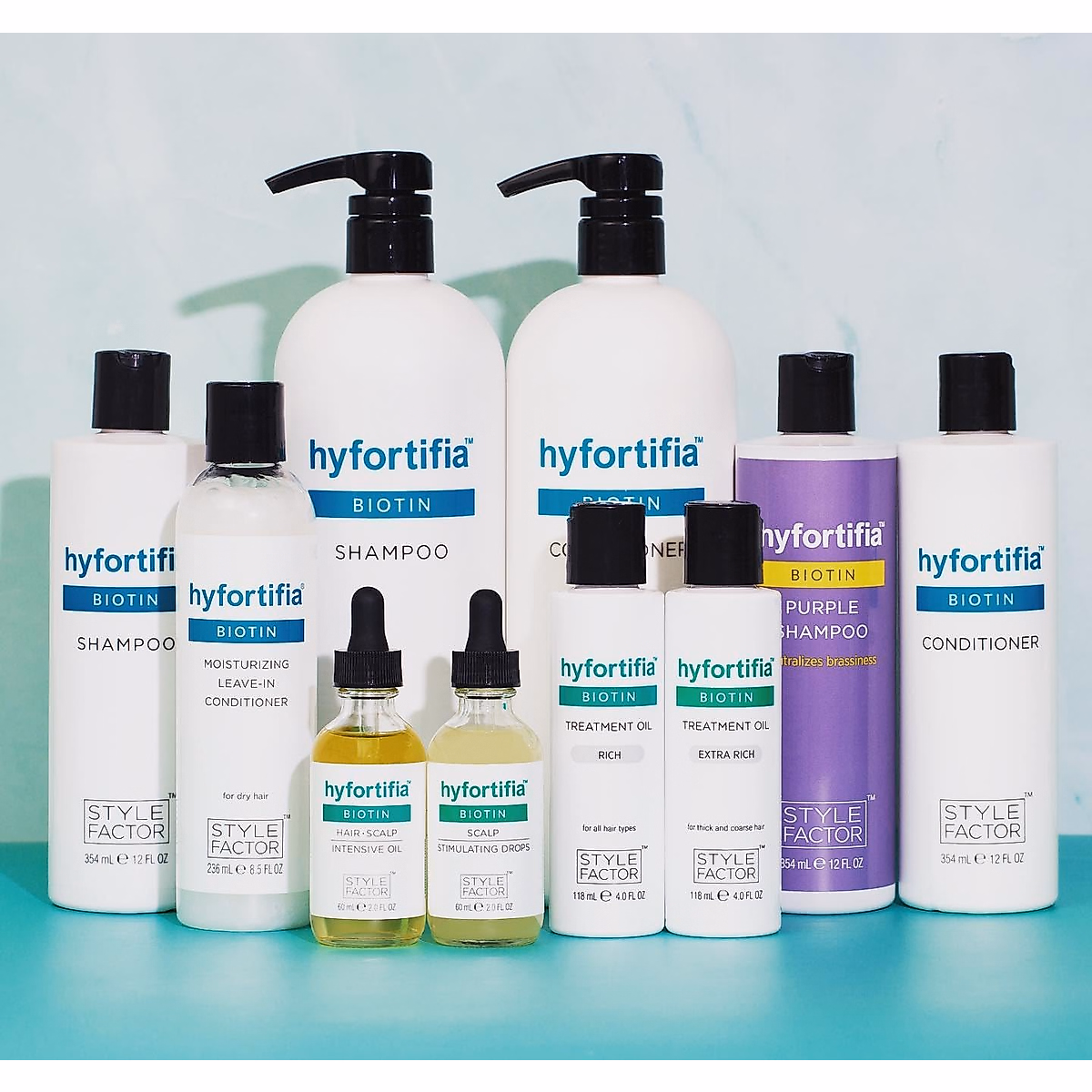 Style Factor hyfortifia™ Biotin Shampoo Conditioner Treatment | Shine Strengthen and Nourish | Made in USA (Hair Scalp Intensive Oil 2 Oz)