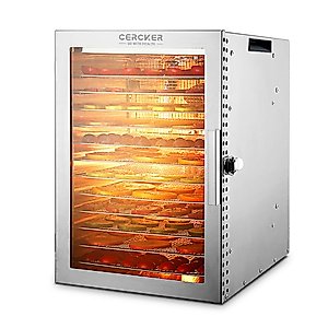 Food-Dehydrator Machine 12 Stainless Steel Trays, 800W Dehydrator for Herbs, 10.9ft² Meat Dehydrator for Jerky,190ºF Temperature Control,24H Timer,Powerful Drying Capacity for Fruits,Yogurt