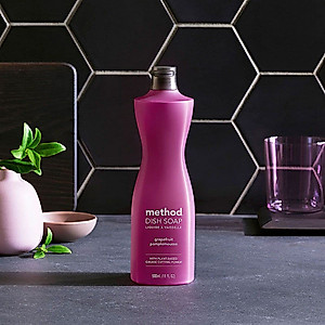 Method Gel Dish Soap, Grapefruit, Biodegradable Formula, Tough on Grease, 18 Fl Oz (Pack of 6)