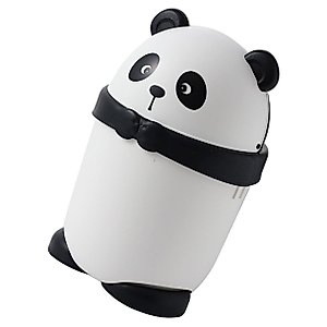 FUNOMOCYA 's Room Small Dinosaur Trash Can Mini Trashcan Desk Garbage Can Car Trash Can with Lid Bedroom Trash Can Waste Container Waste Paper Basket Plastic Cartoon Waste Bin Panda