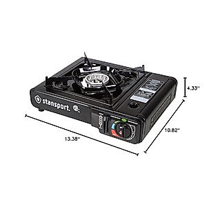 Stansport Portable Outdoor Butane Stove, Black, 13.38" L x 10.82" W x 4.33" H