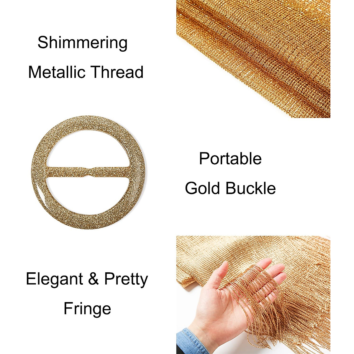 YGR Women’s Sparkling Metallic Shawls and Wraps for Evening Party Dresses, Gold