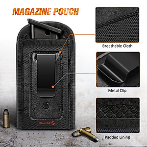 Concealed Carry Gun Holster, FINPAC IWB 9mm Airsoft Holsters, Belt Attachment Pistol Mag, Fits for Glock 17,19,26,27,42,43 M&P Shield Handguns