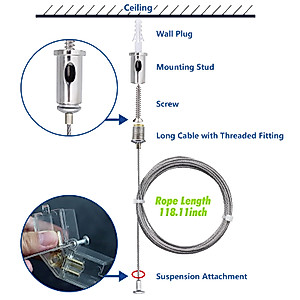 GOSLARLIT 10 Set Ceiling Hanging Wires,Suspension Steel Cable kit for LED Panel Light |Chandeliers |DIY Hexagon Lights (118.18inch per Set)