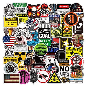 105pcs Pack Hardhats Stickers for Helmet Tool Box Water Bottle, Waterproof Vinyl Sticker for Welding Construction Lineman Ironworker Electrician Union Military, Funny Decals for Men Adult Labor Worker