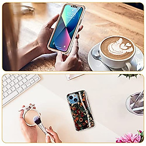 Esdot iPhone 13 Case with Built-in Screen Protector,Military Grade Rugged Cover with Fashionable Designs for Women Girls,Protective Phone Case for Apple iPhone 13 6.1'' Flower Garden