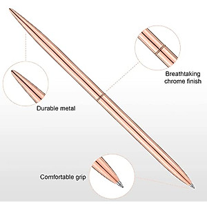 Guest Book Pen Rose Gold - 2 x Piece Slim Metal Ballpoint Pen Set, Metal Twist Black Ink Writing Pen, for Wedding, Bridal Shower, Baby Shower, Engagement, Birthday, Anniversary, Valentine's Day