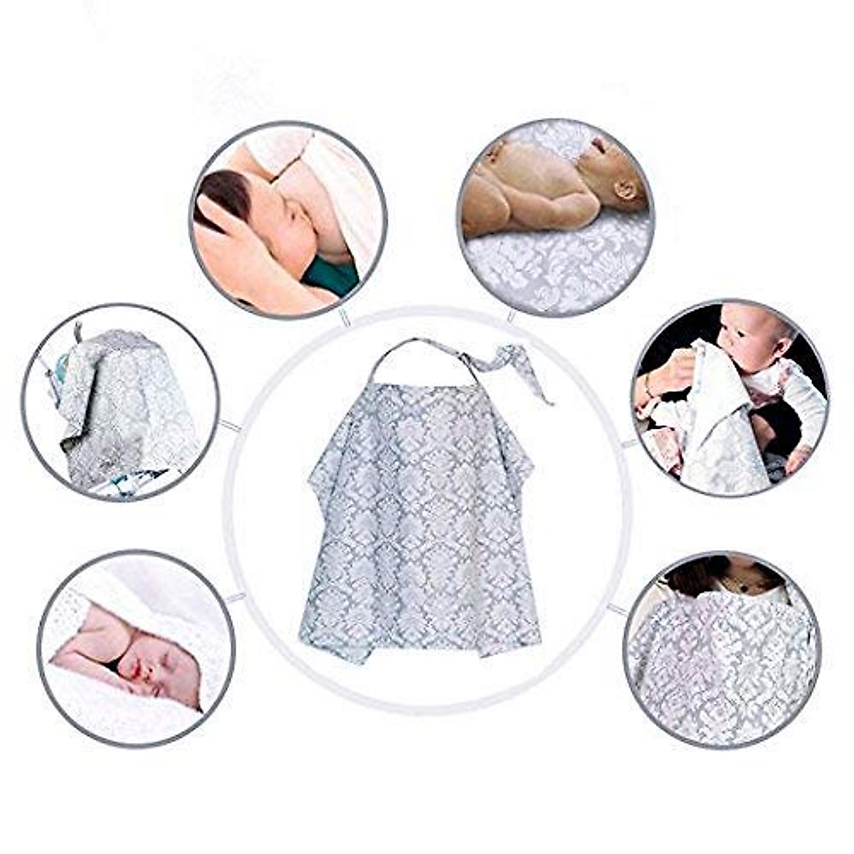 Breastfeeding Nursing Cover, Trcoveric Lightweight Breathable Cotton Privacy Feeding Cover, Nursing Apron for Breastfeeding - Full Coverage, Adjustable Strap, Stylish and Elegant