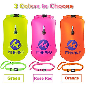 YMLHOME Swim Buoy 20L Swimming Safety Buoy Float Dry Bag with Adjustable Waist Belt and Waterproof Cell Phone Bag for Open Water Swimmers and Safer Swim Training (Green)