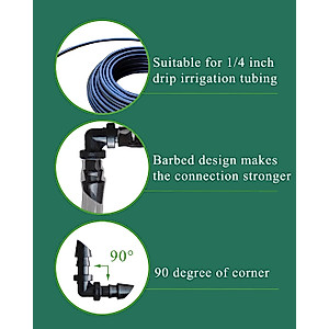 Drip Irrigation Elbow for 1/4'' Drip Irrigation Tubing Parts drip Irrigation Fittings,Pack of 60