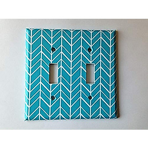 Turquoise Feather Light Switch Cover Various Sizes Offered