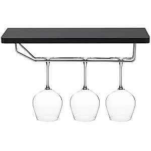 Giantex Set of 5 Wall Mount Wine Rack Set w/ Storage Shelves and Glass Holder (Black)