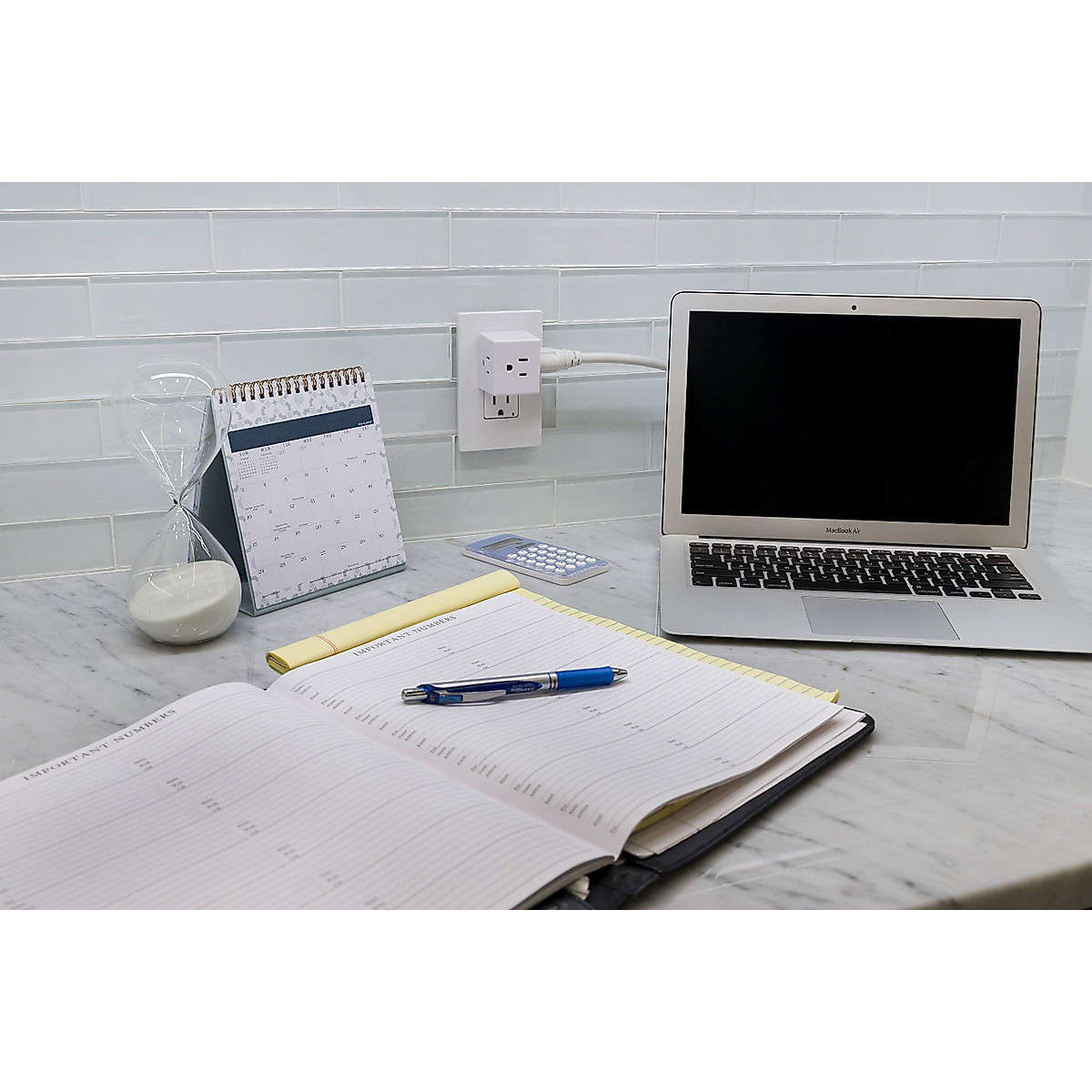 GE 3-Outlet Extender, Grounded Wall Tap, Adapter Spaced, 3-Prong, Multiple Plug, Power Splitter, Cruise Essentials, Use for Home Office School Dorm, UL Listed, White, 58368