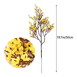 Momkids 6 Pcs Babys Breath Artificial Flowers Gypsophila Bouquet Bulk Fake Plastic Silk Flower Real Touch Faux Floral for Home Bedroom Kitchen Garden Wedding Christmas Party DIY Decor (Yellow)