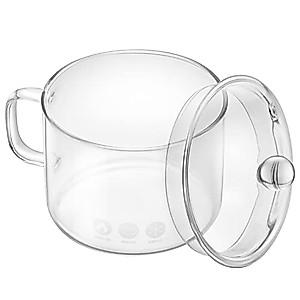 Hemoton 1pc Clear Glass Pot Practical Simmer Pot Thick Borosilicate Glass Pot Glass Saucepan with Cover& Handle for Pasta Noodle, Soup, Milk