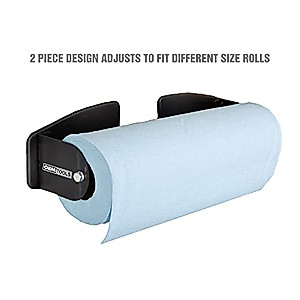 OEMTOOLS 24952 Black Magnetic Paper Towel Holder, Two Pieces Can Be Adjusted to Fit Any Size Paper Towel Roll, Powerful Magnets Mount to Any Metal Surface