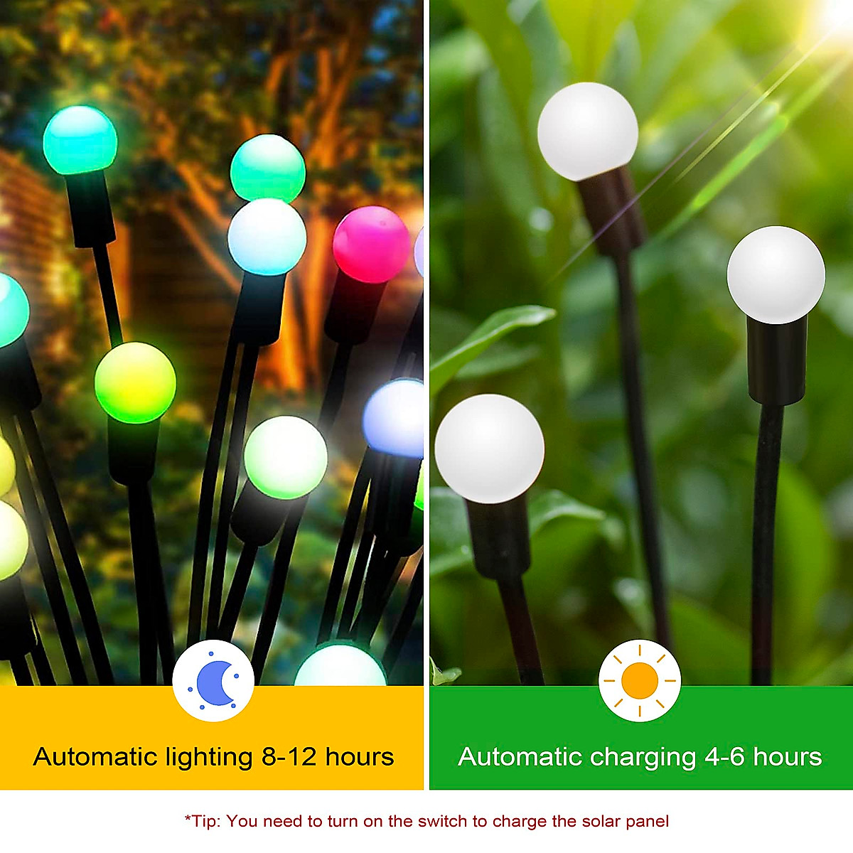 Solar Lights Outdoor Waterproof, Swaying Solar Garden Lights Firefly Lights Decorative Outdoor Lights Yard Lights, Dancing Fireflies Lights for Path Fence, Swaying When Wind Blows