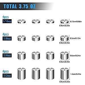 Cylindrical Tungsten Weights for Wood Car with 4 Different Sizes Total 3.75 OZ ，Letting Your Wood Car to The 5 oz Limit and Optimizing Your Wood Car for Speed Fastest