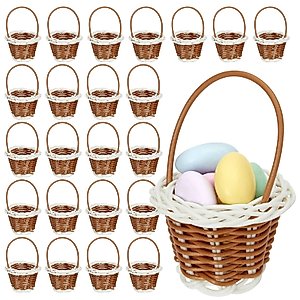 Juvale 24 Pack Mini Woven Baskets with Handles - Bulk Miniature Baskets for School Projects, Mini Wicker Baskets for Party Favors, Tiny Baskets for Crafts, Picnic - 2x3 inch