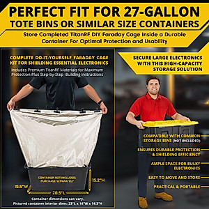 Mission Darkness TitanRF DIY Faraday Cage Kit // Build a Military-Grade Signal Blocking Container Liner with Included Faraday Fabric, Tape, Instructions & Accessories // Fits Inside 27-Gallon Tote