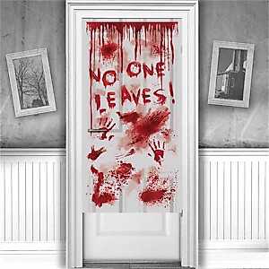 Asylum Dripping Blood Door Cover | Halloween Decoration