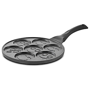 MegaChef Happy Face Emoji 10.5 Inch Aluminum Nonstick Pancake Maker Pan with Cool Touch Handle