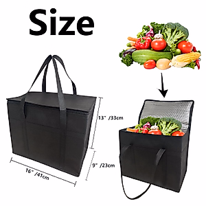 SIAGCRAW Insulated Reusable Grocery Bag, Heavy Duty Shopping Bags for Groceries, Portable Cooler Bag, Food Delivery Bag, Large Size, Collapsible, Sturdy Zipper