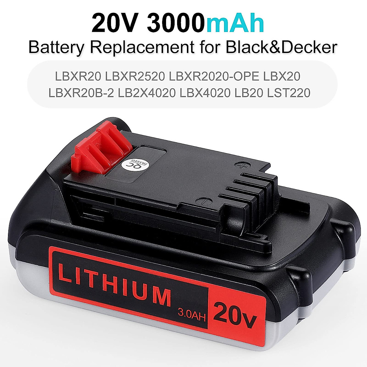 orstaimer 2Packs 3.0Ah 20v Compatible with Black and Decker 20V Lithium Battery LB20 LBX20 LBXR2020-OPE LBXR20B-2 LB2X4020 LST220 Battery